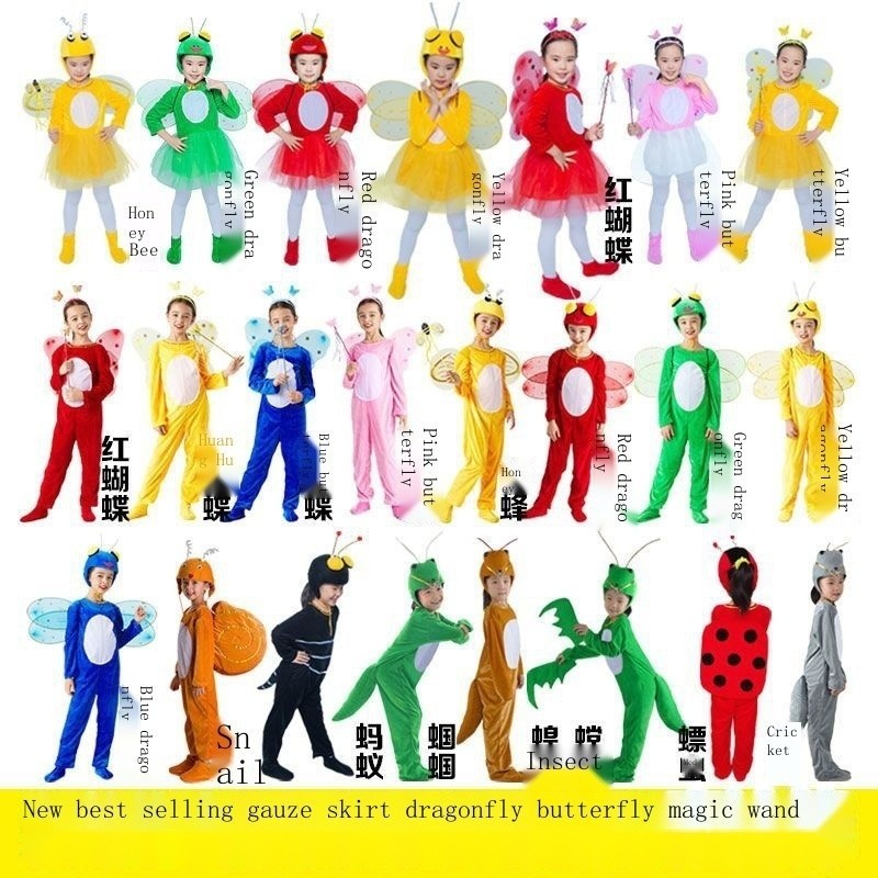 Kanak-kanak haiwan kostum rama-rama jumpsuit lengan panjang sayap set ...