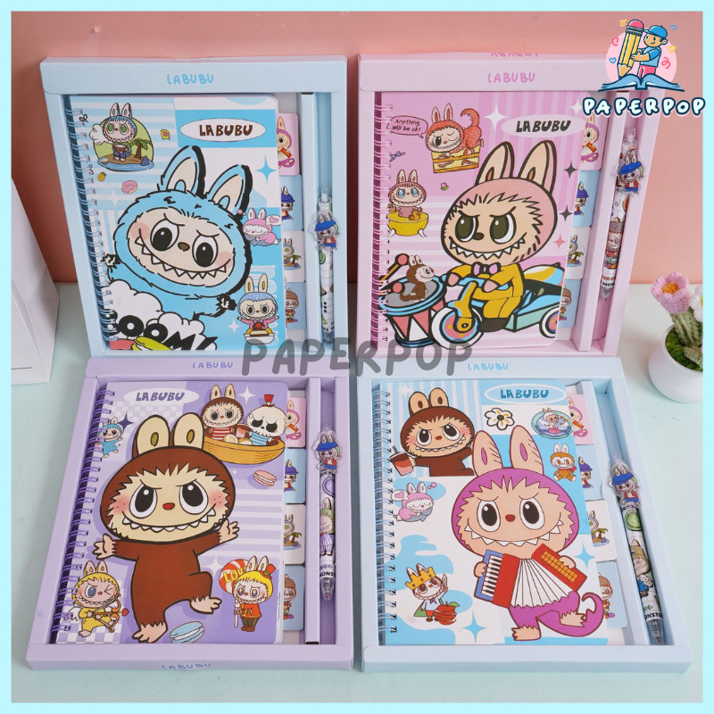 Labubu A5 Coil Note Book with Pen Students Notepad Handbook Journal ...