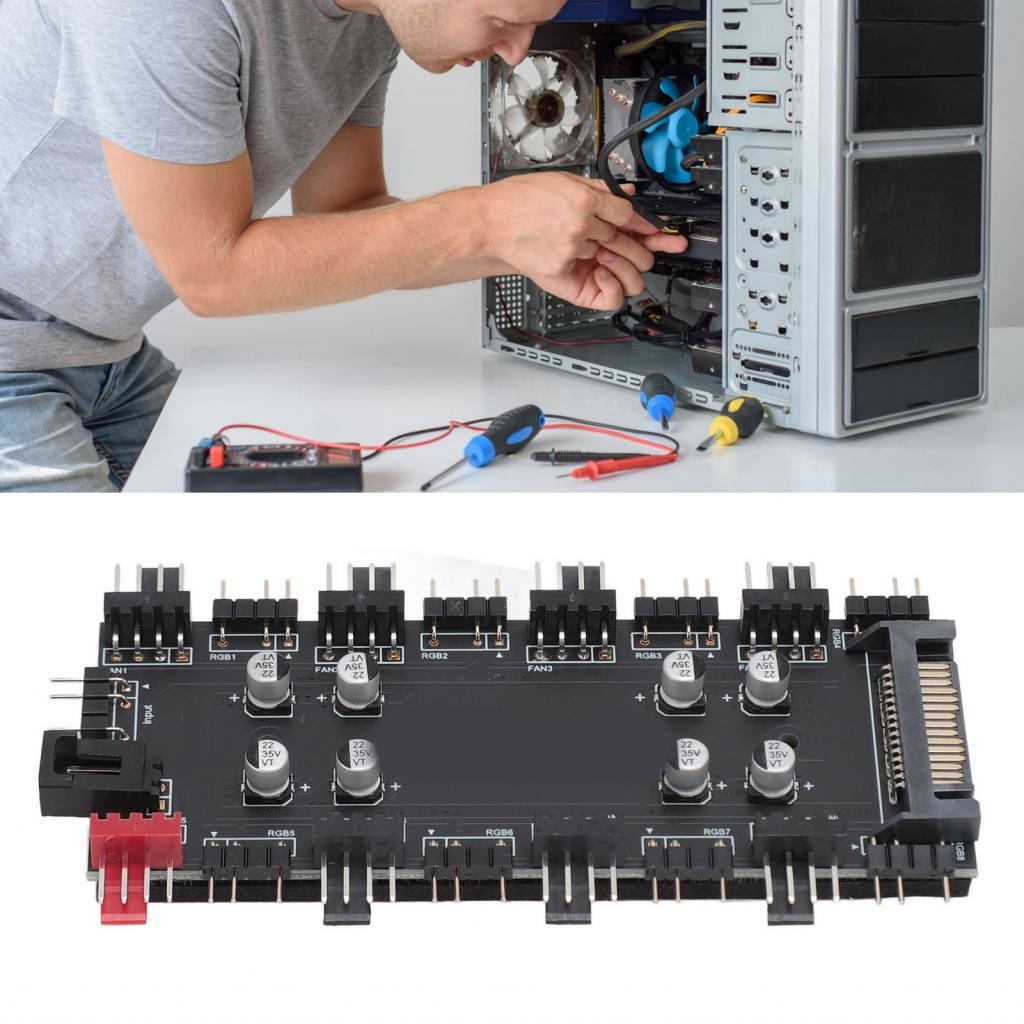 Eleganthome ARGB and PWM Hub Multifunction 5V 3Pin Back Adhesive PCB 8 ...