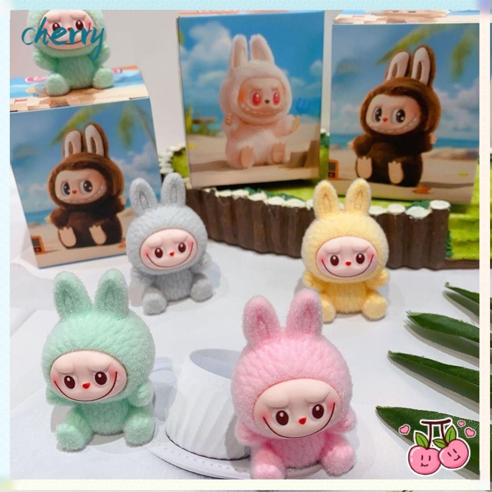 CHERRY 1/12Pcs Labubu Box, Keychain Pendant Cartoon Flocking Labubu ...