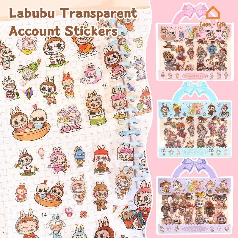 Cartoon Transparent PVC Labubu Stickers - Monster Anime Figure Decals ...