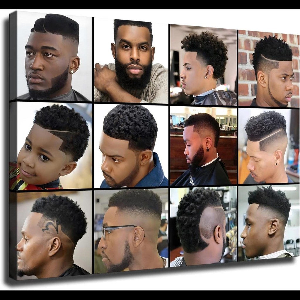 Poster Gaya Rambut Afro Barber Shop Moden - Seni Hiasan Dinding untuk ...