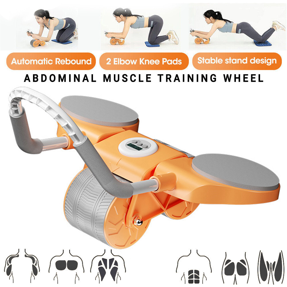 Elbow Support Automatic Rebound Roller 2 In 1 Automatic Rebound Abdominal Wheel Stable Braking ...