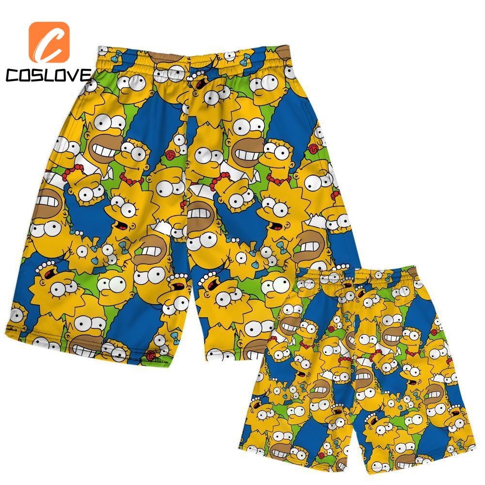 Anime THE SIMPSONS Pattern Shorts Summer Daily Outfit Short Pants Suit ...