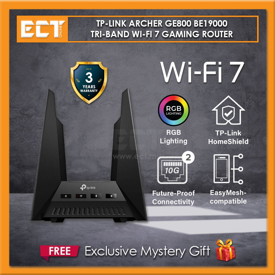 TP-Link Archer GE800 BE19000 Tri-Band Wi-Fi 7 Gaming Router with RGB ...
