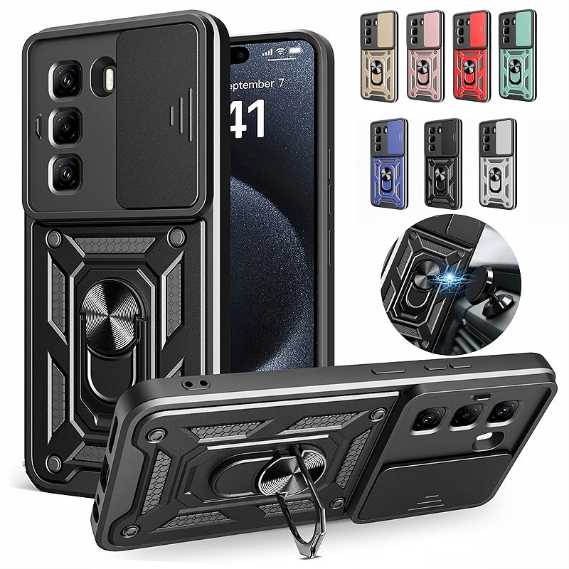 Shockproof Armor Magnetic Car Holder Ring Case For infinix Hot 50 4G 5G ...