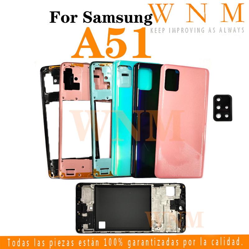 For Samsung Galaxy A51 LCD Front Frame Bezel Back Battery Cover ...