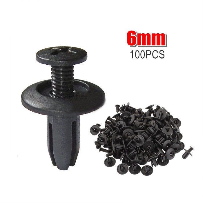 100Pcs Car Auto Plastic Rivets 6mm Hole Fastener Fender Bumper Push Pin ...