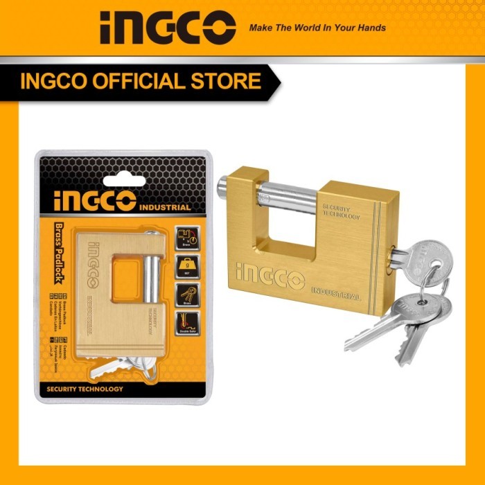 INGCO 80MM Warehouse Padlock / Heavy Duty Padlock Monoblock Lock ...