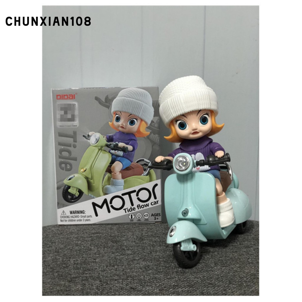 NEEDWAY Labubu Doll Toy, 360 Degree Rotating Movable Labubu Motorcycle ...