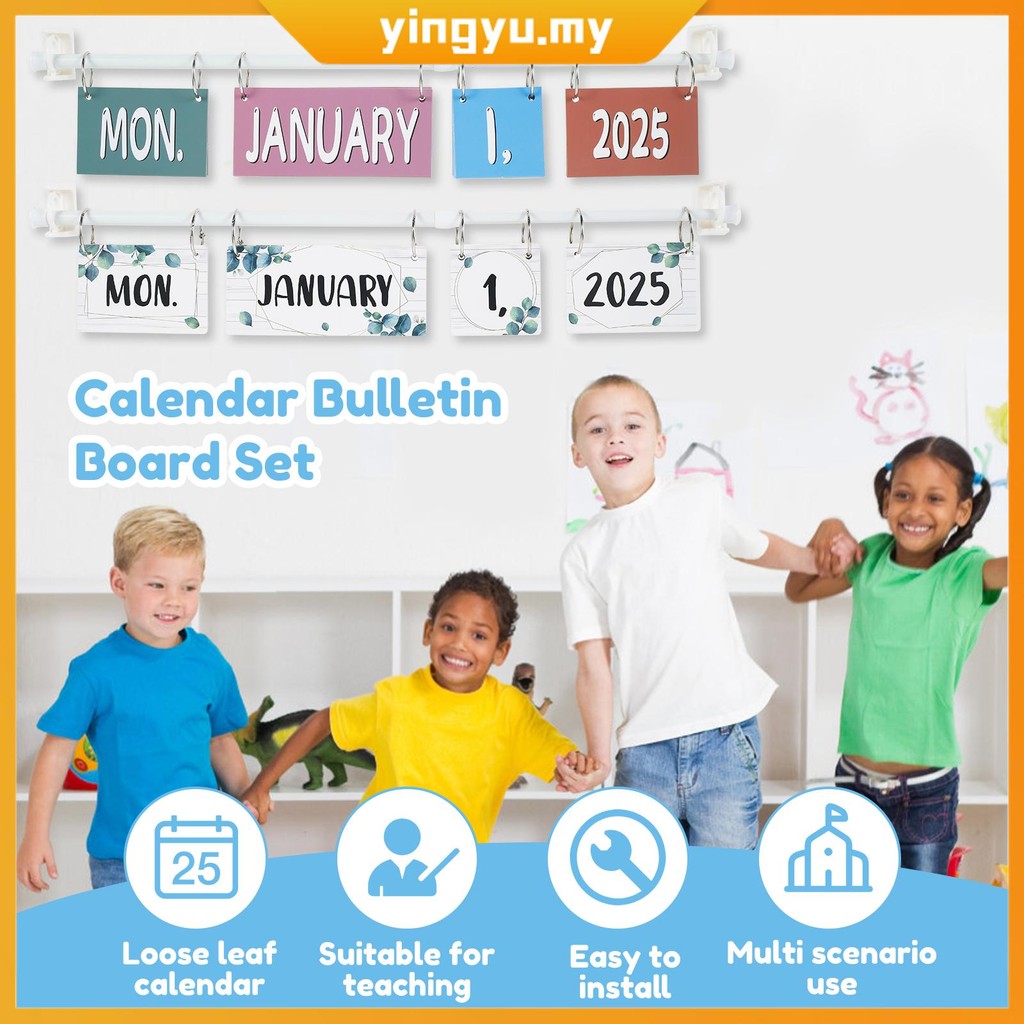 Pastel Adjustable Flip Calendar Bulletin Board For Classroom TecUnite ...