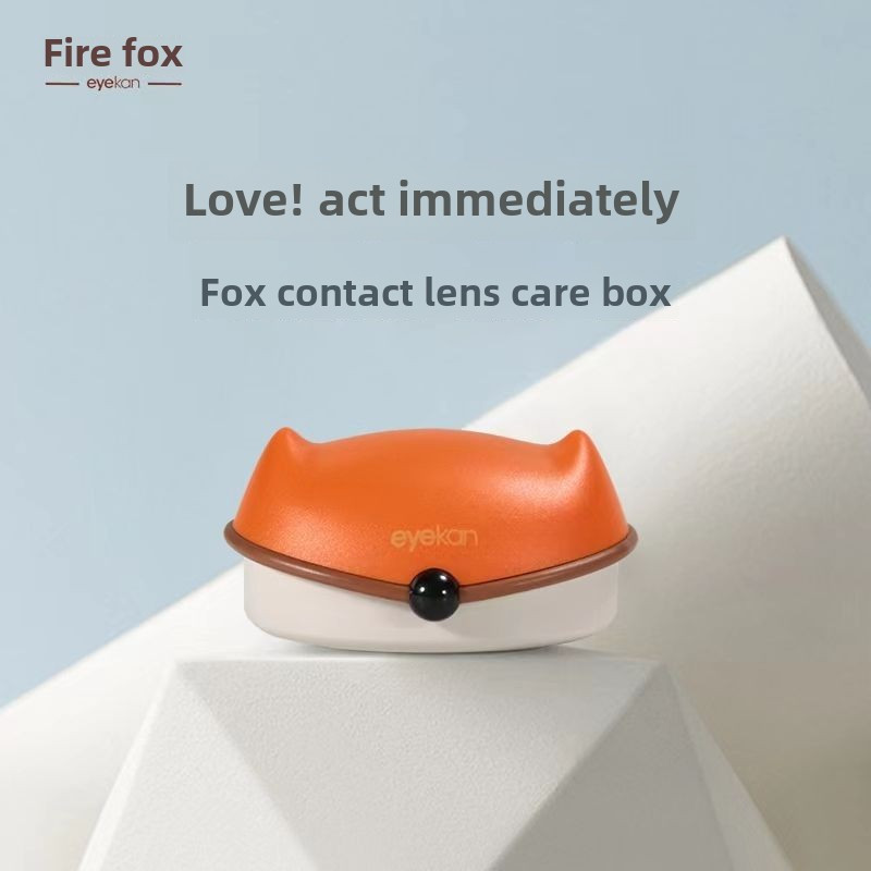 Cartoon Contact Lens Case ins Girl Cute Fox Cosmetic Pupil Box Portable ...