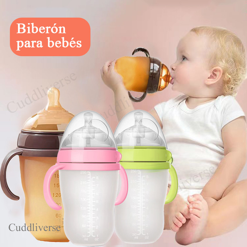 Baby Silicone Bottle Gravity Ball Straw Milk Feeding Nursing Bottles ...