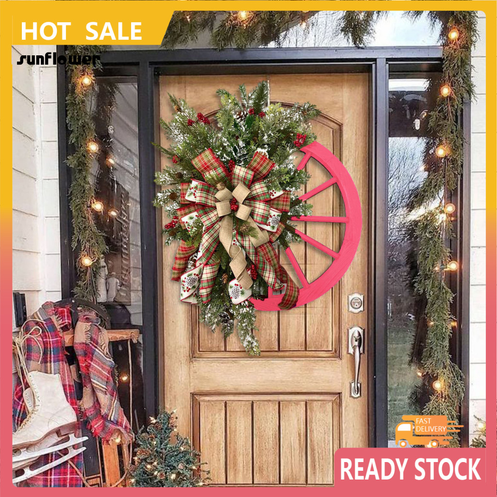 SF_ Wide Application Christmas Hanging Wreath for Porch Farmhouse Wagon ...