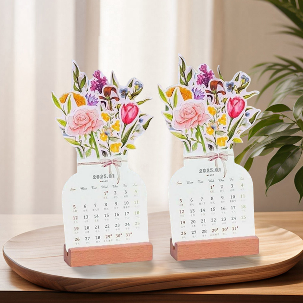 Detachable Monthly Calendar Decorative Desk Calendar Bloomy Flowers ...