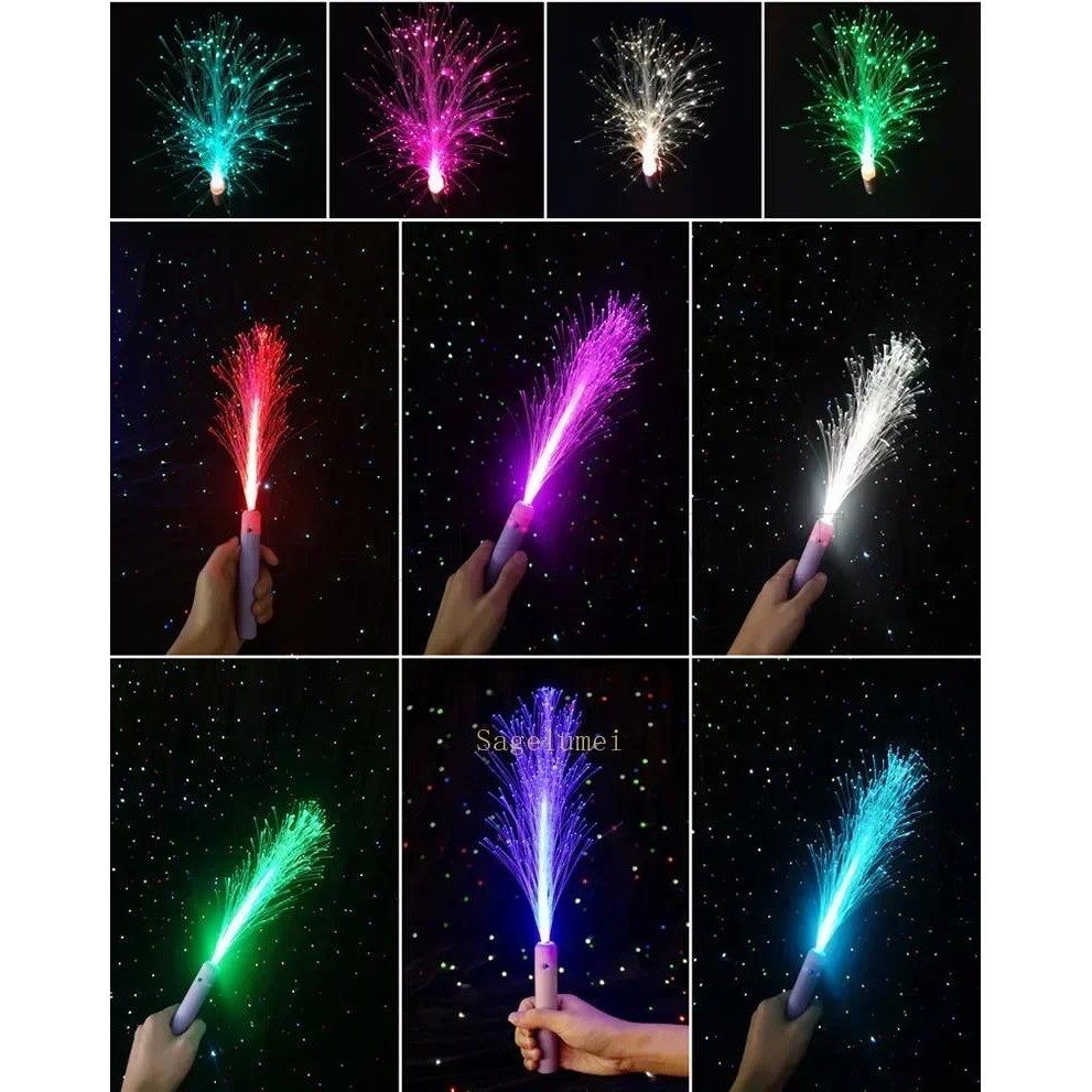 LED Fiber optic rod 7 Colors rainbow flashing stick concert birthday ...