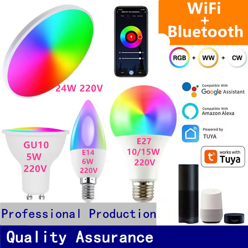 Tuya WiFi Smart LED Ceiling Light E14 Candle Light E27 Bulb GU10 ...