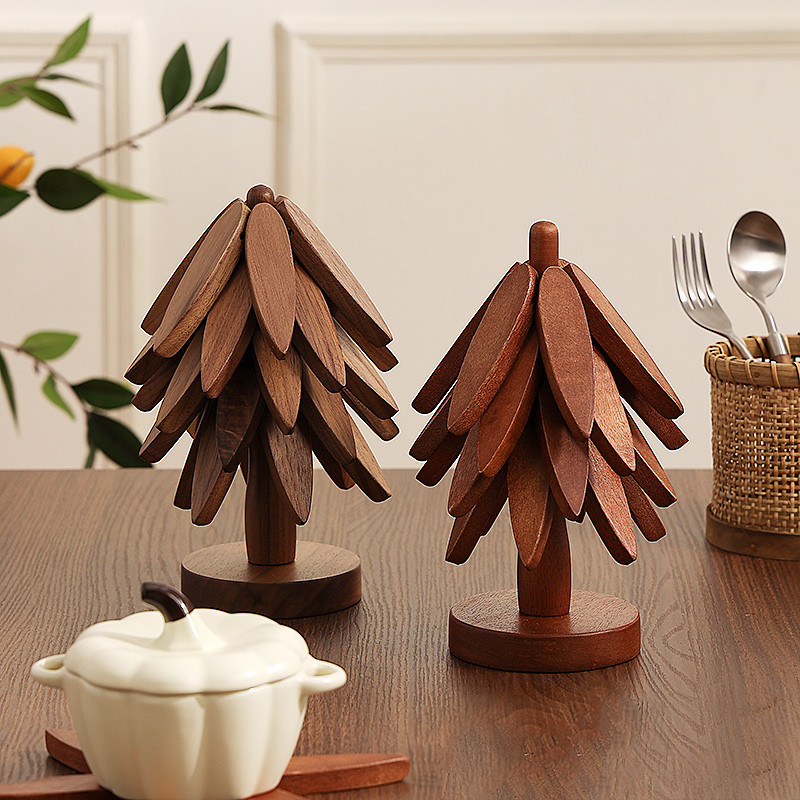 Alas Penebat Haba Kayu Pepejal Walnut Alas Meja Makan Anti-melecur ...