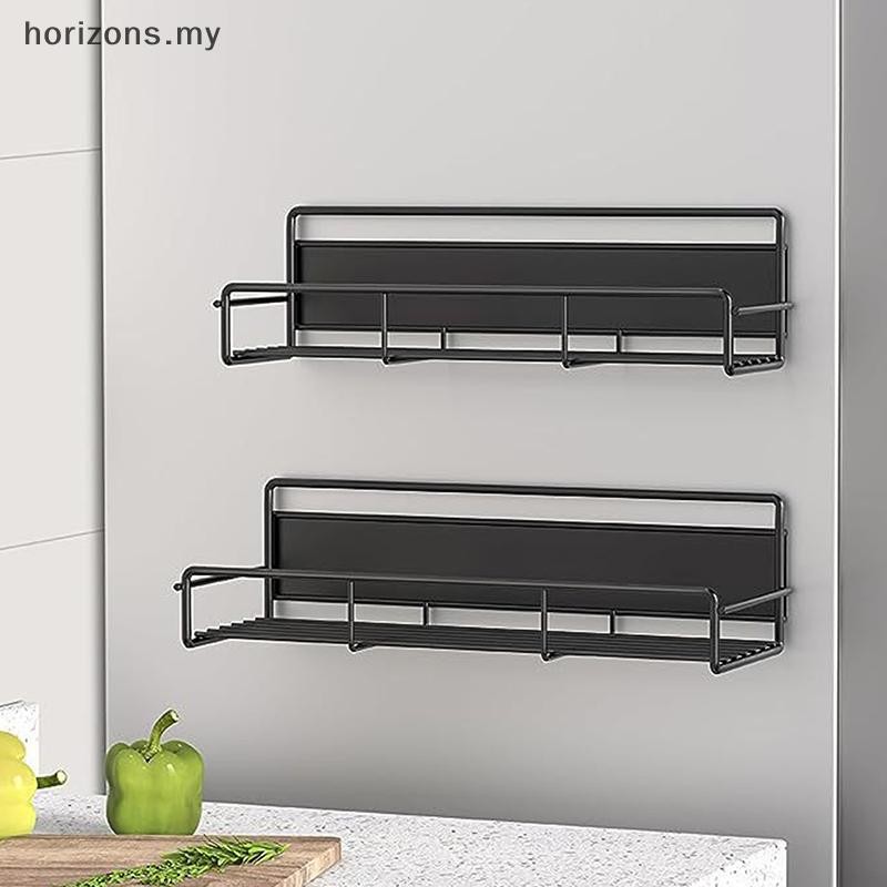 [A&S Apr] Magnetic Spice Storage Rack Black Fridge Shelves Cabinet ...