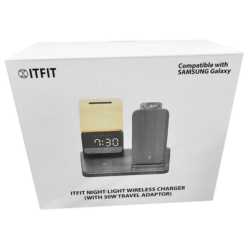 Samsung ITFIT Night-Light Wireless Charger (Gray) with 30W UK Plug ...