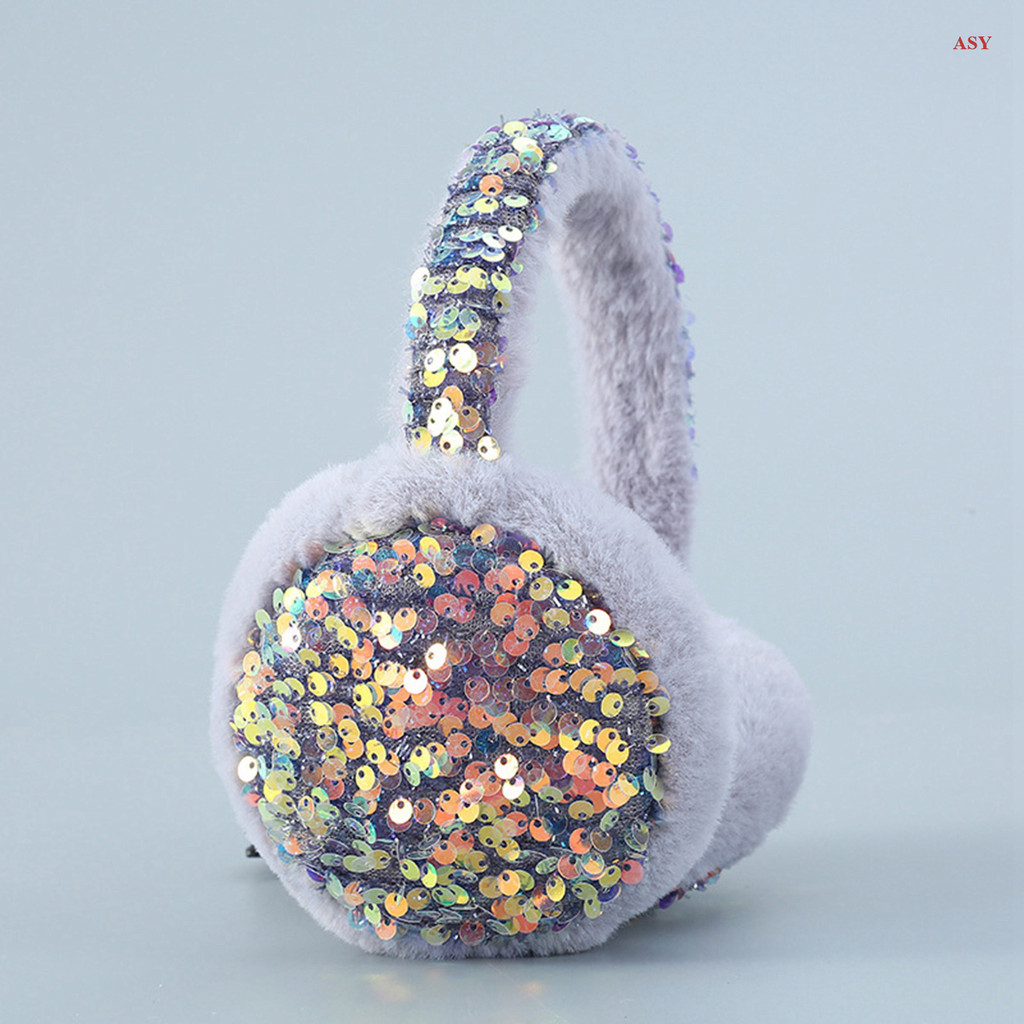 Sequin Earmuff Winter Warm Girl Ear Muffs Ear Protection Plush Ear Bags ...