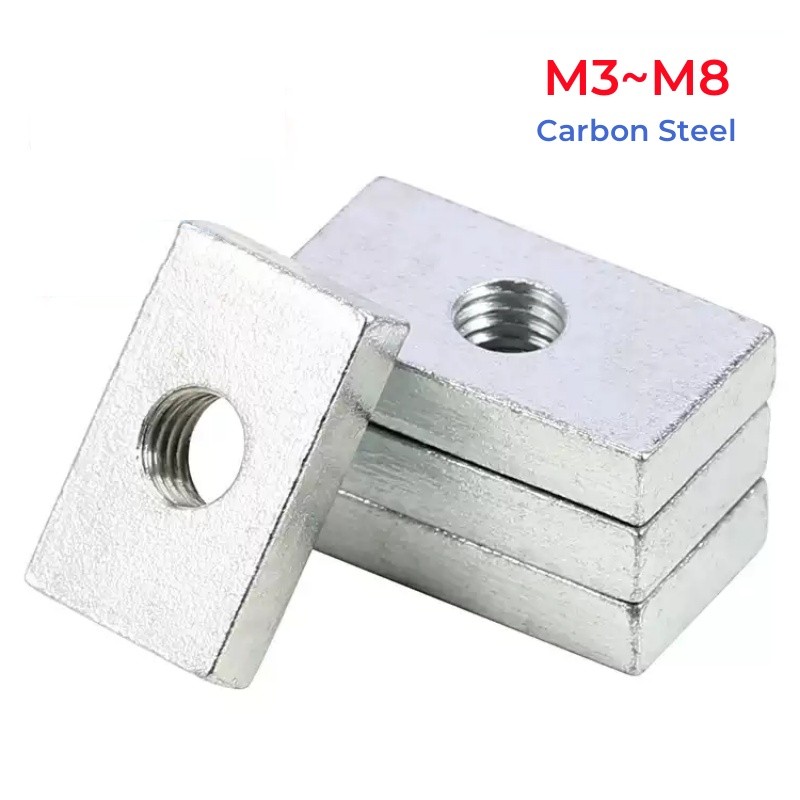 White Zinc Plated Carbon Steel Square Nut M3 M4 M5 M6 M8 Thin ...