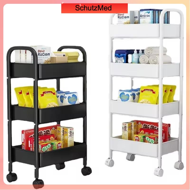 Storage Trolley 3/4 Tier Living Room Kitchen Trolley Storage Rack Shelf ...