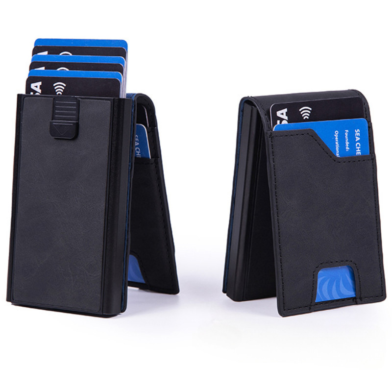 New Card Holders Automatic Push pull Card Bag RFID Aluminum Alloy Men ...