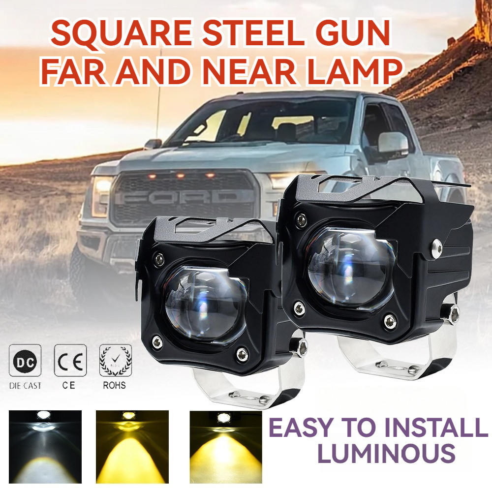 2PCS Motorcycle Spot Light Headlight with Relay Mini Driving Light 4 ...