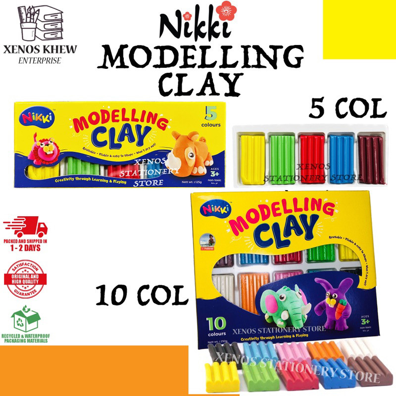 NIKKI MODELLING CLAY 5 COL /NIKKI MODELLING CLAY 10 COL PLASTICINE ...