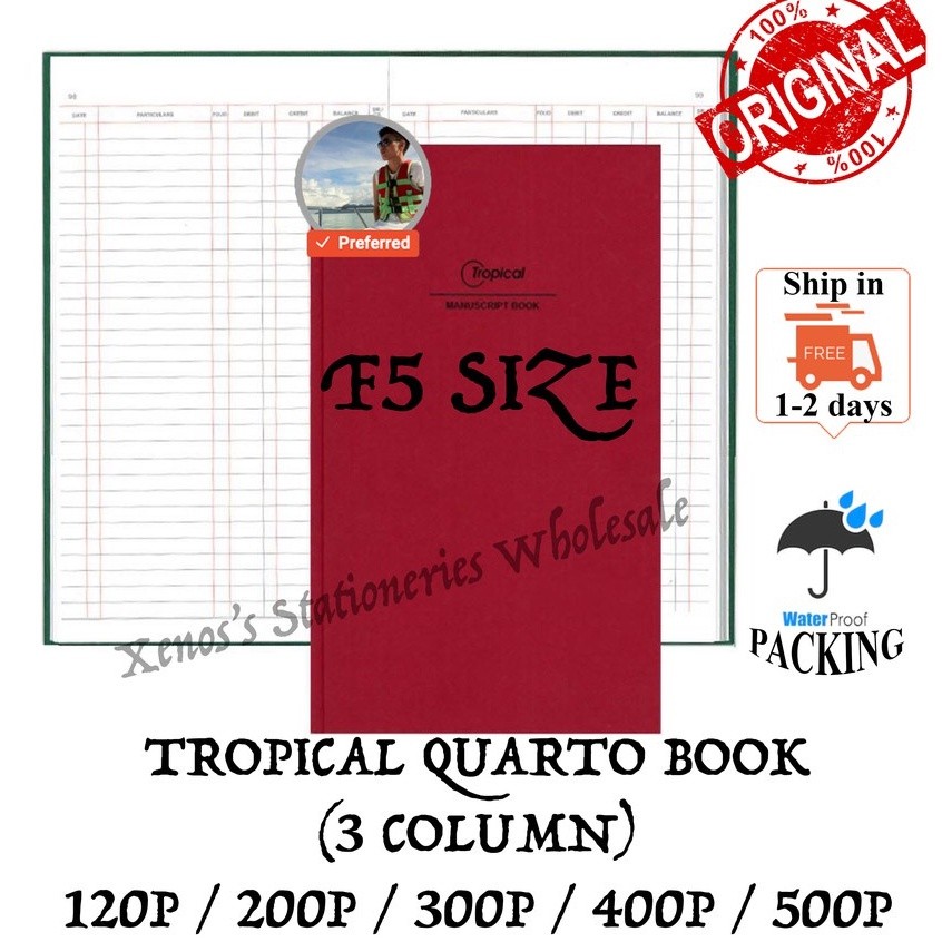 TROPICAL F5 HARD COVER 3 COLUMN QUARTO BOOK MANUSCRIPT SHORT /BUKU LOG ...