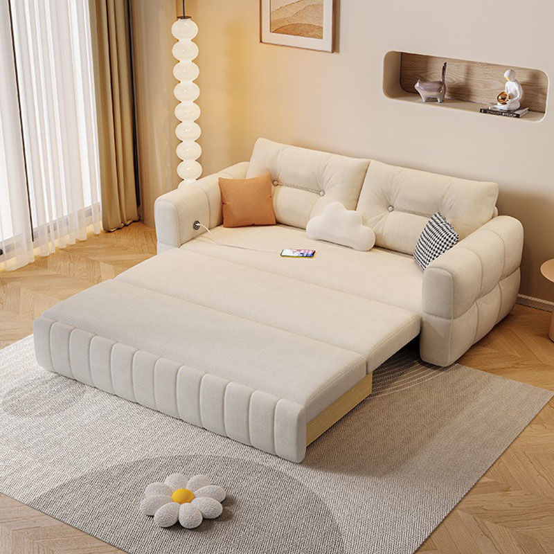New Flannel Cream Multifunctional Dual-Use Sofa Bed Foldable Small ...