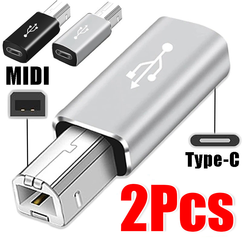 2Pcs Type C To MIDI Converter - USB-C Female To USB B Male Data ...