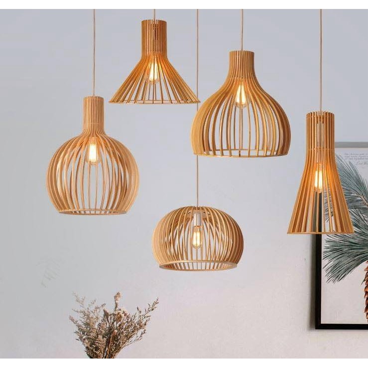 Lampu Gantung Kayu Wood Pendant Light Muji Style Lamp Bamboo Pendant ...
