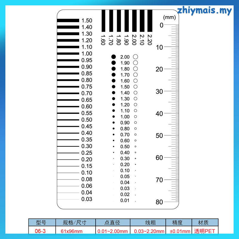Badge Gauge Film Ruler Transparent Crack Width Flaw Detection Tool Line ...