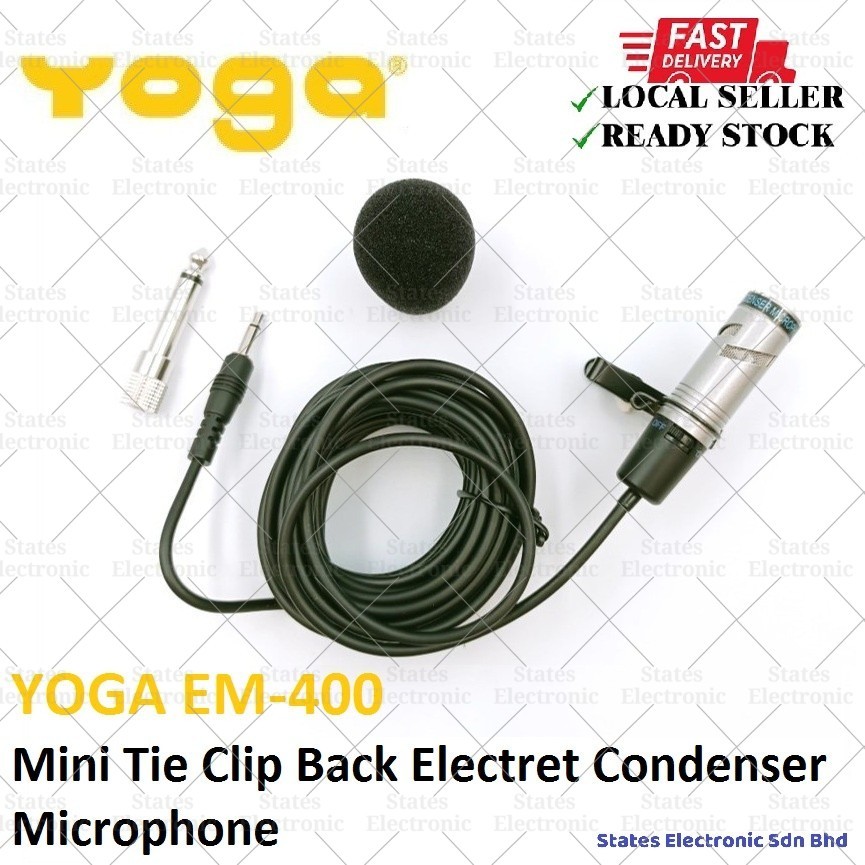 YOGA EM-400 Mini Tie Clip Back Electret Condenser Microphone | Shopee ...