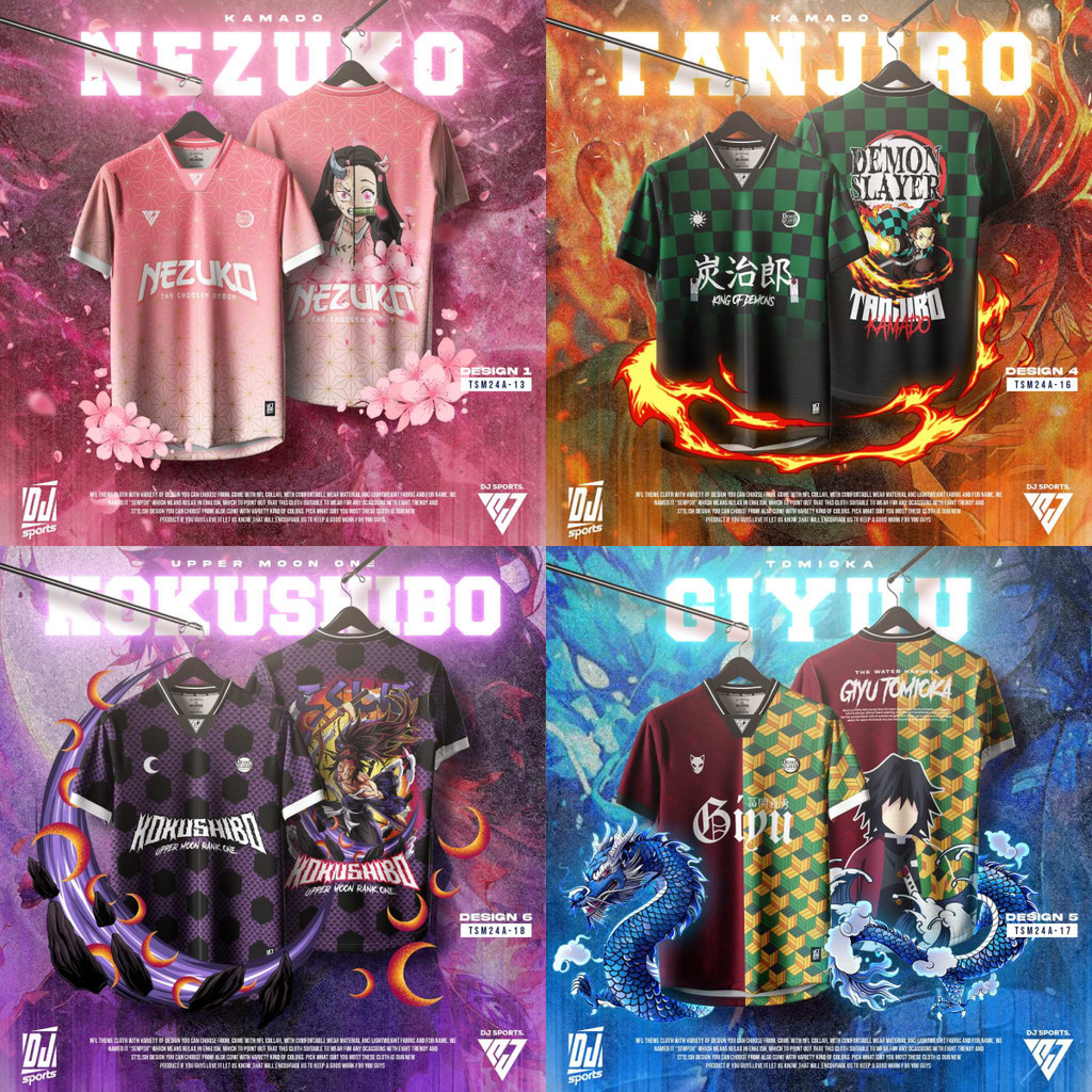Fashion Jersey Anime Demon Slayer Blade Baju Raya 2025 Viral Male ...