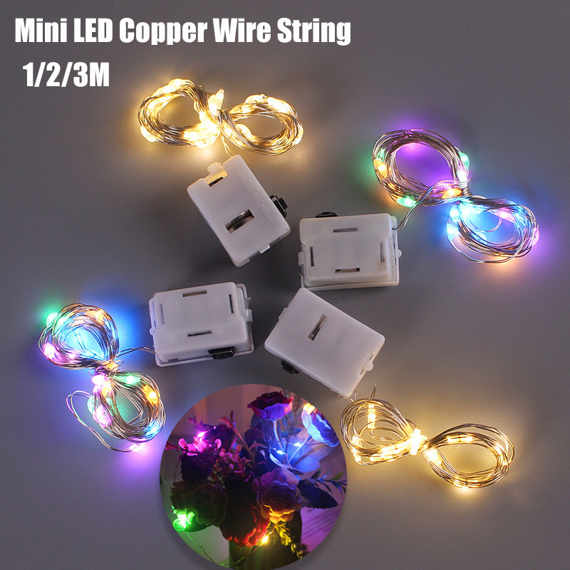 1/2/3M Mini LED Copper Wire String 3 Modes Fairy Colorful Lights Home ...