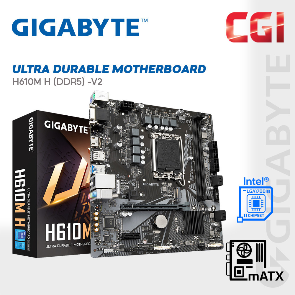 Gigabyte H610M H V2 DDR5 LGA1700 Integrated Graphics Micro ATX Form ...