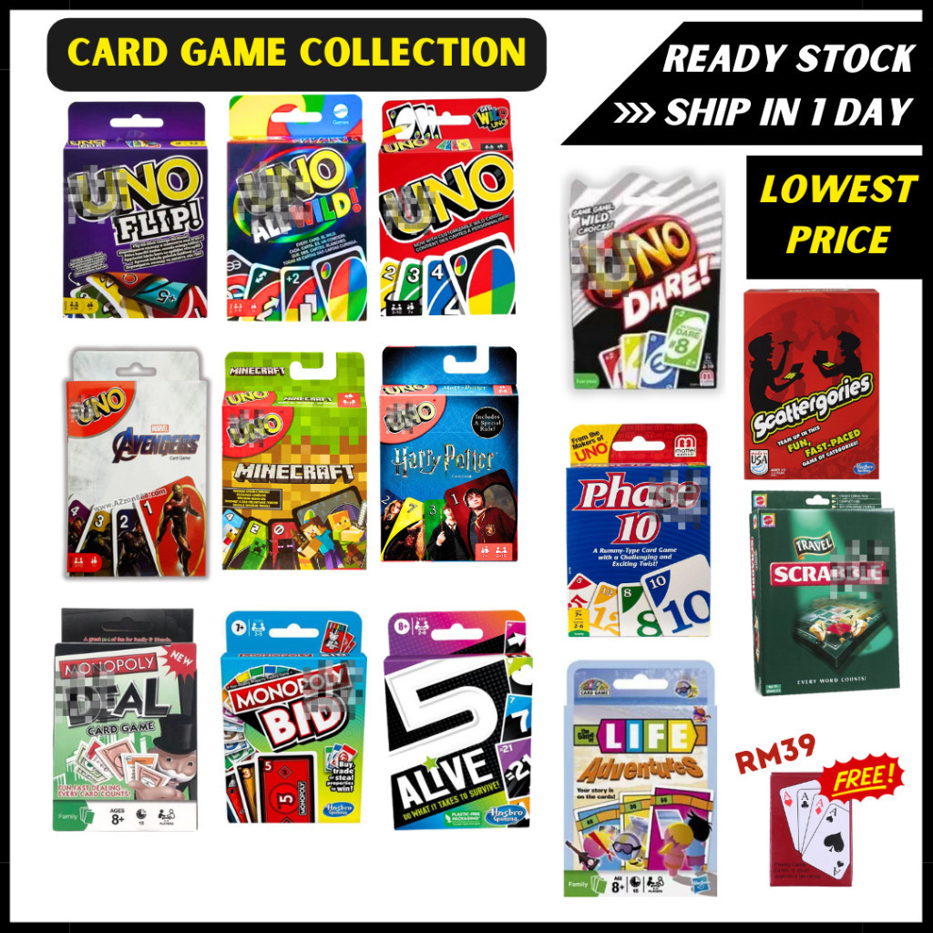 Card Game Collection Uno Flip Wild No Mercy Minecraft Anime Harry ...