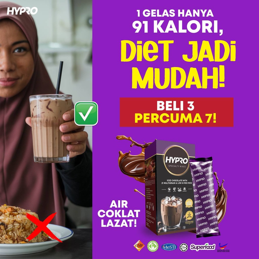 HYPRO Meal REPLACEMENT- MINUMAN COKLAT PREMIX DENGAN MCT OIL 10SACHET ...