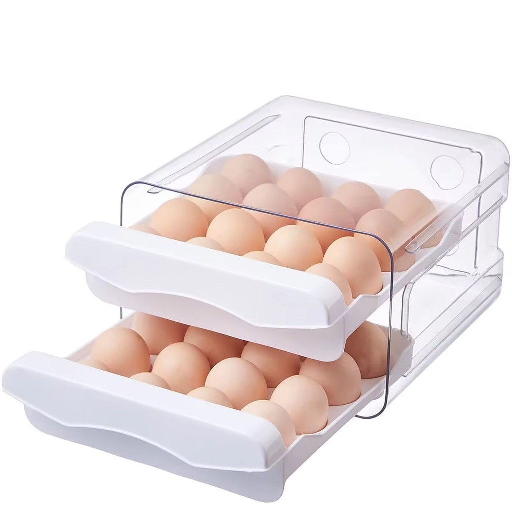 Egg Storage Box 32 Grid Double Layer Egg Storage Container Stackable ...