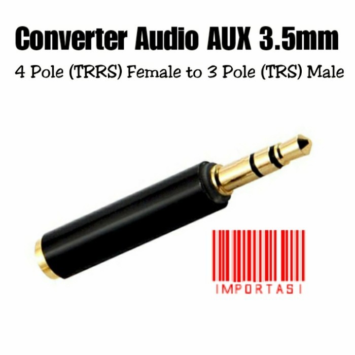 3.5mm AUX Audio Converter 4 Pole TRRS Female to 3 Pole TRS Male ...