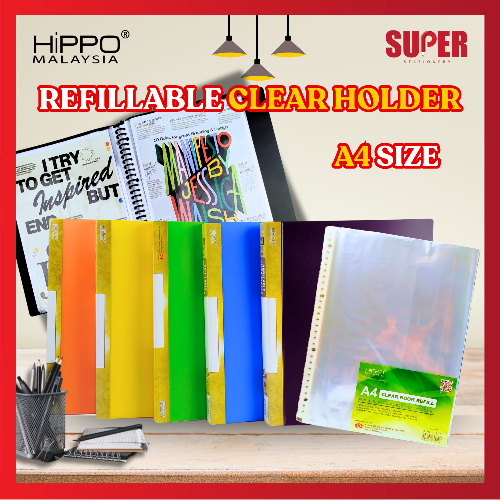 [super stationery] HIPPO BUKU FAIL LUTSINAR REFILLABLE CLEAR BOOK ...