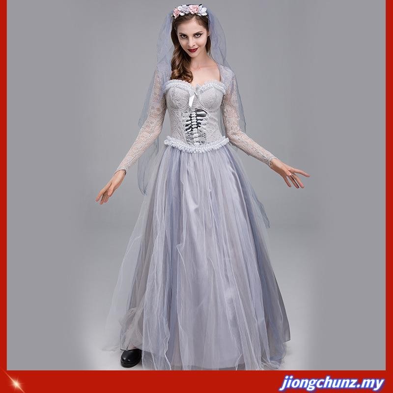 []-Women Halloween Dead Bride Costume Ghost Corpse Bride Corset Dress ...