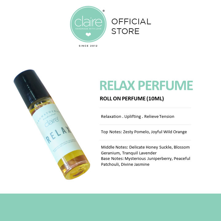 Claire Organics Aromatherapy Relax / Relieve Perfume Roll On Minyak ...