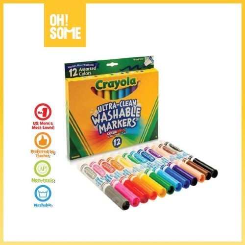OHSOME - Crayola Ultra Clean Washable Watercolor Markers 12 Colors For ...