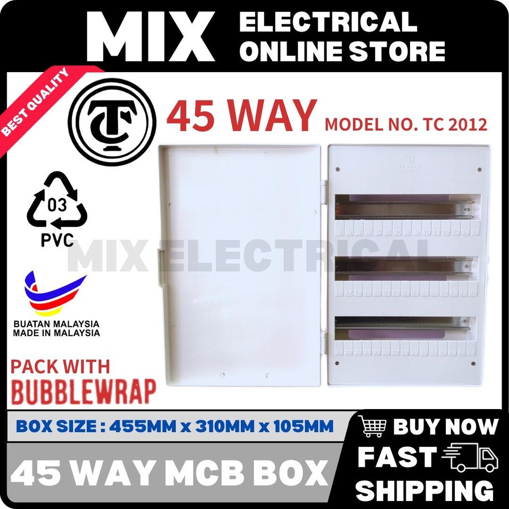 45 Way TC Surface PVC MCB DB BOX / Consumer Unit / Consumer Box ...
