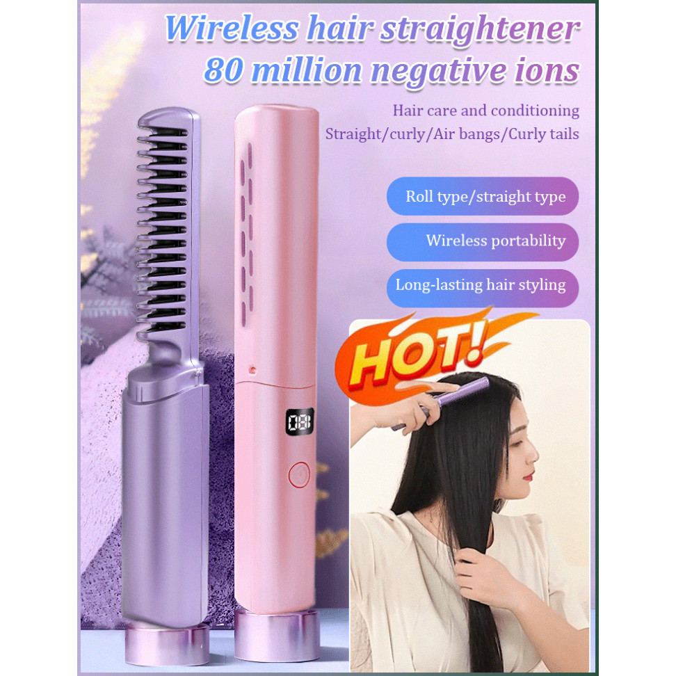 Hair Straightening Comb Digital Wireless Comb Thermostatic Control ...