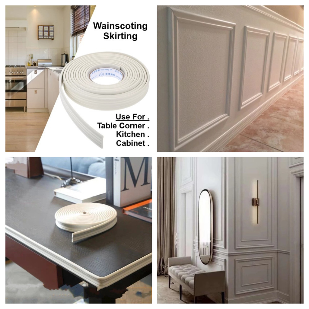 3D Foam Wainscoting Wall Frame Skirting Waistline Strip Tape Border ...